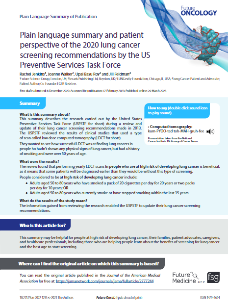USPSTF: Lung cancer screening recommendations