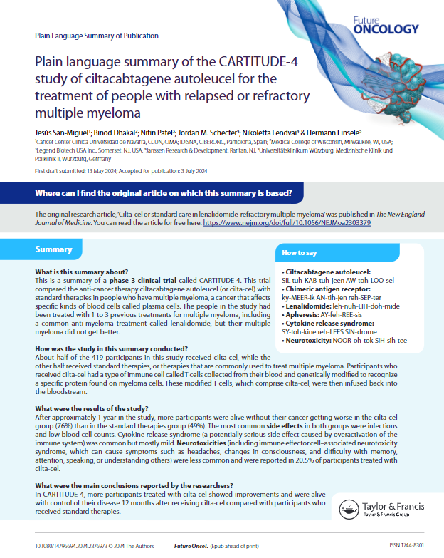 CARTITUDE-4 study on cilta-cel for treating relapsed or refractory ...