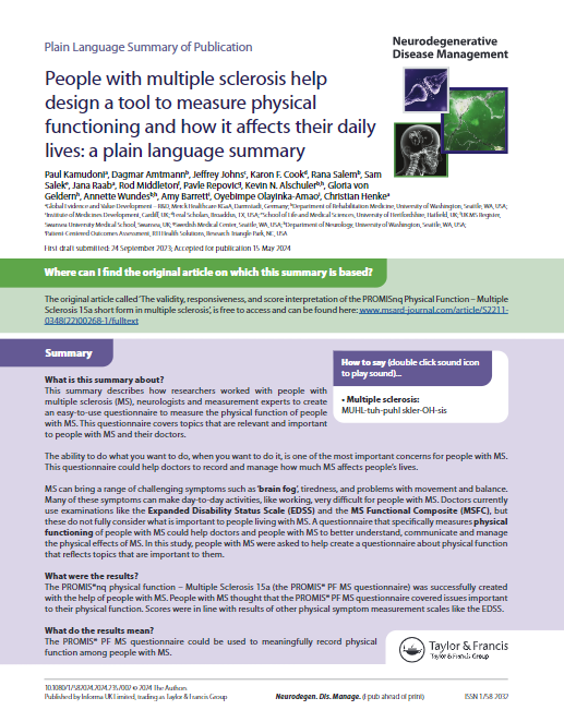 Multiple sclerosis patients design a tool to measure physical ...