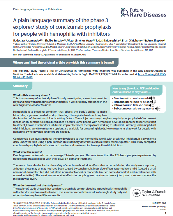 A plain language summary of the phase 3 explorer7 study of concizumab ...
