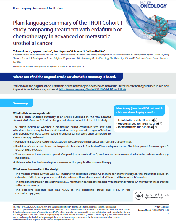 Plain language summary: THOR Cohort 1 study findings on erdafitinib ...